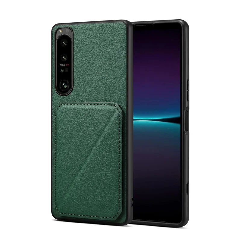 Кожаный Чехол-кошелек Denior Для Sony Xperia 1/5/10 С Темно-зеленый, Green, Sony Xperia 1 IV