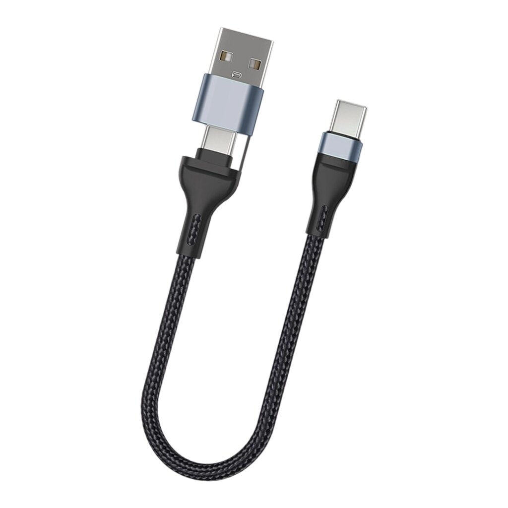 35 см Плетеный Короткий Кабель мощностью 60 Вт от USB + USB C до Type C Кабель для Быстрой зарядки и Передачи данных