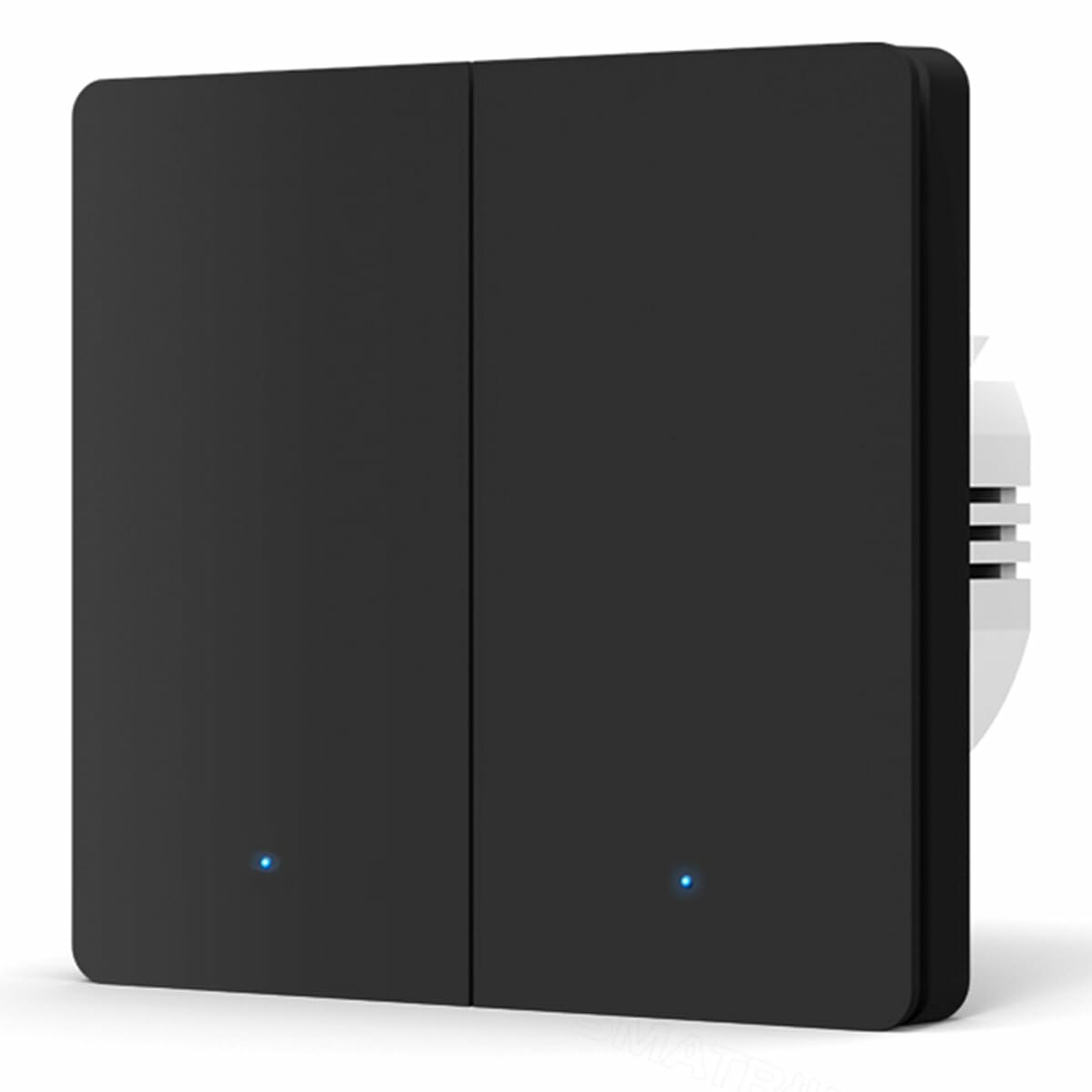 Умный выключатель Zigbee, двухклавишный, черный, без нуля.
