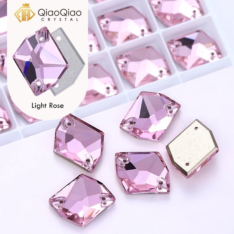 Стразы QIAO стеклянные AB 17x21mm - 15Pcs, Light Rose