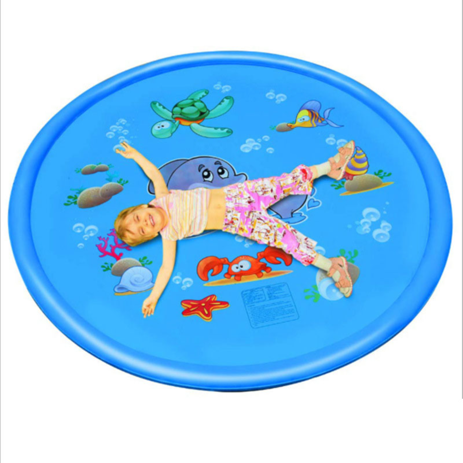 Inflatable Sprinkler Pad для детей на улице, 68", водный коврик для игр, бассейна для купания и забвения, игрушки для обучения воде, подарки для детей 3-12 лет, синий цвет, материал PVC, использование для водного развлечения на воде, приложение для