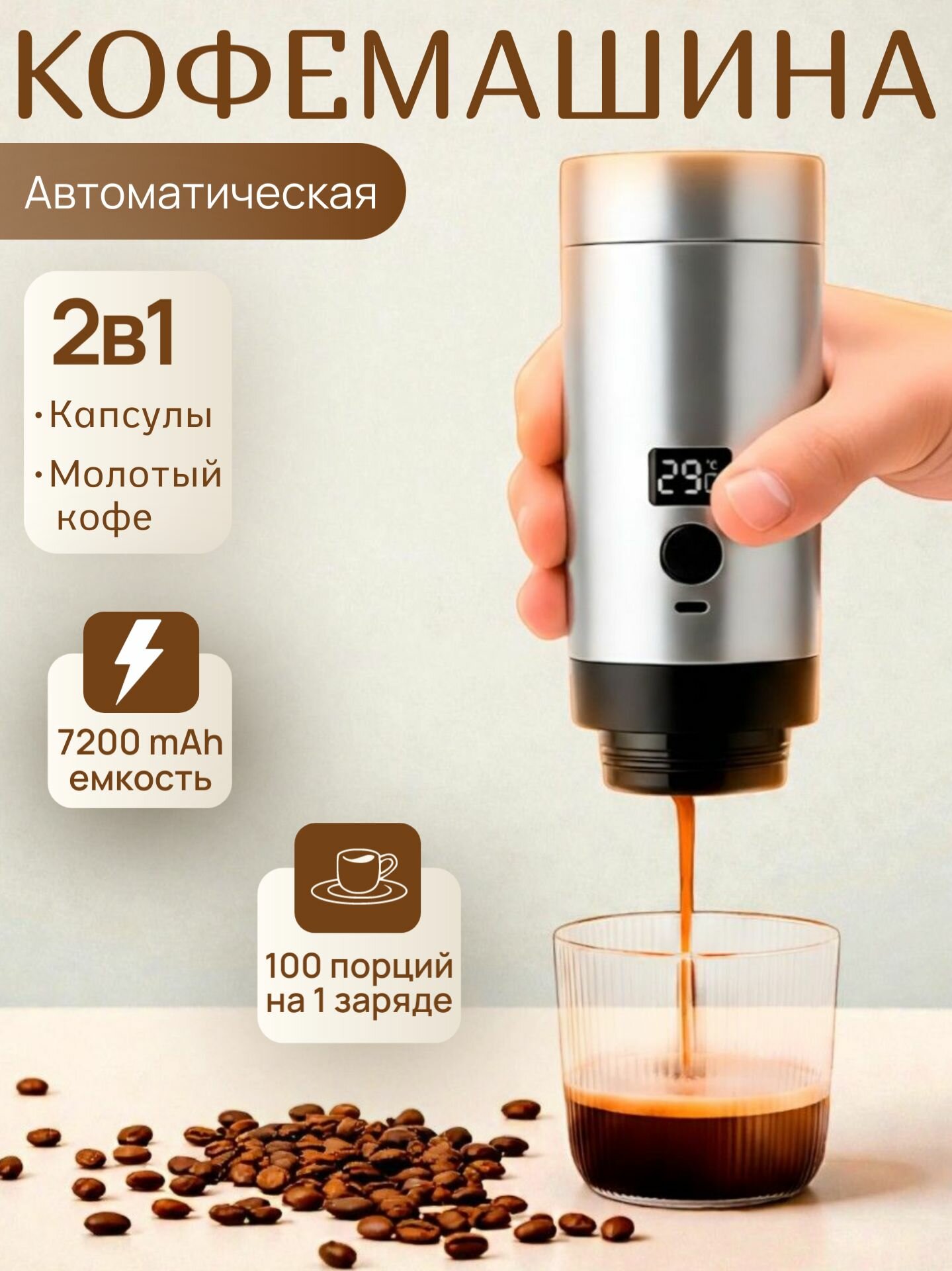 Кофеварка комбинированная Кофемашина, белый, серебристый