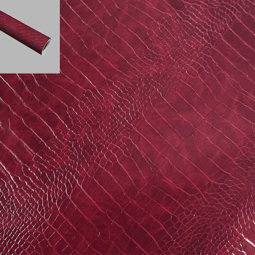 Искусственная кожа бордовая под крокодила, 9 Cherry Red