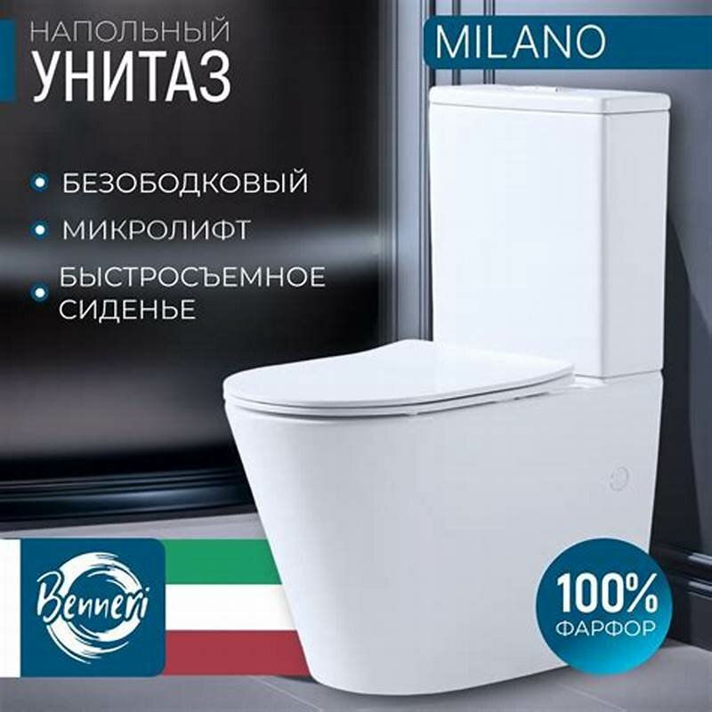 Bernina. Унитаз-компакт напольный с бачком, безободковый, с крышкой