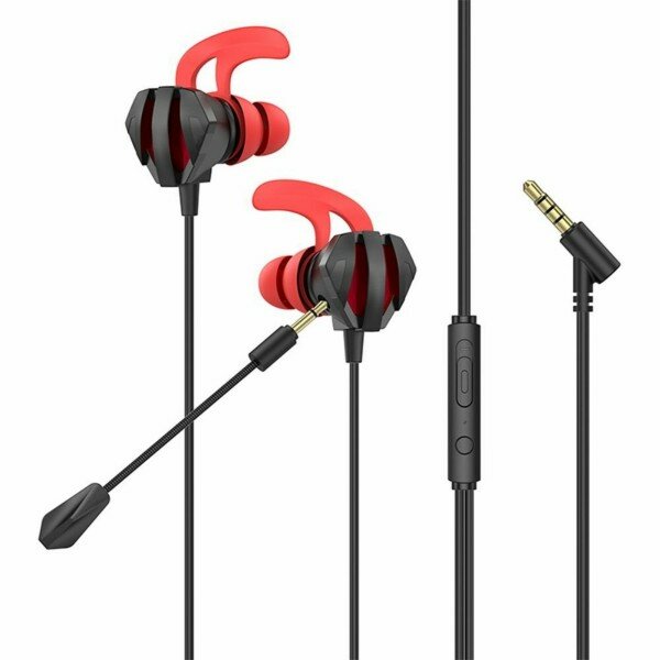 Гарнитура HOCO M105, Sharp, Jack 3.5мм, 1.2 м, цвет: чёрный, красная вставка