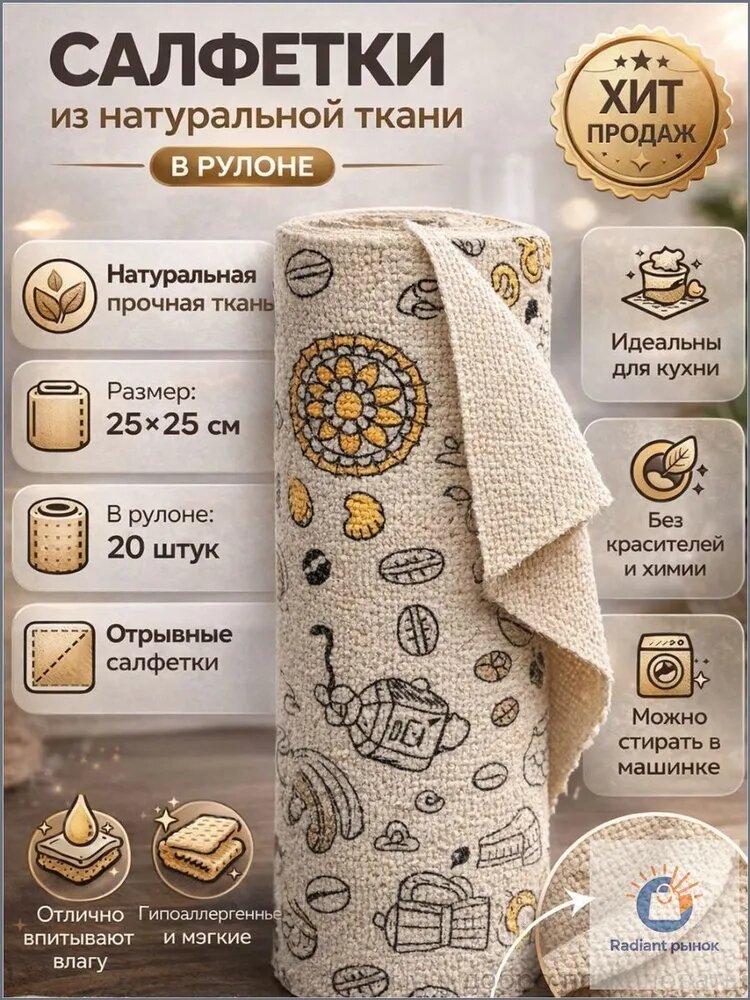 Салфетки для уборки Инвентарь для уборки, Принт, 25х25 см, 1 шт.