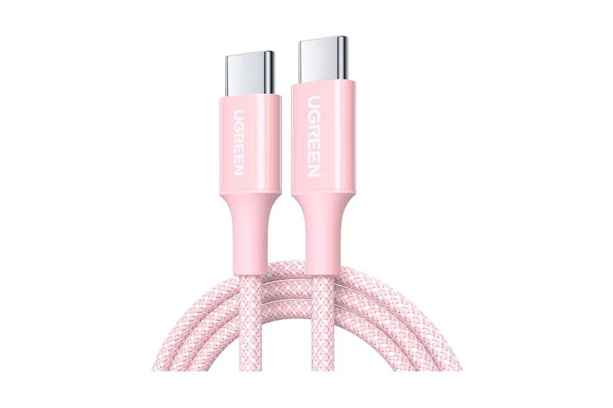Кабель UGREEN L502 (65252) 100W USB-C to USB-C PD Fast Charging Braided Cable 5A Max. 2м. розовый