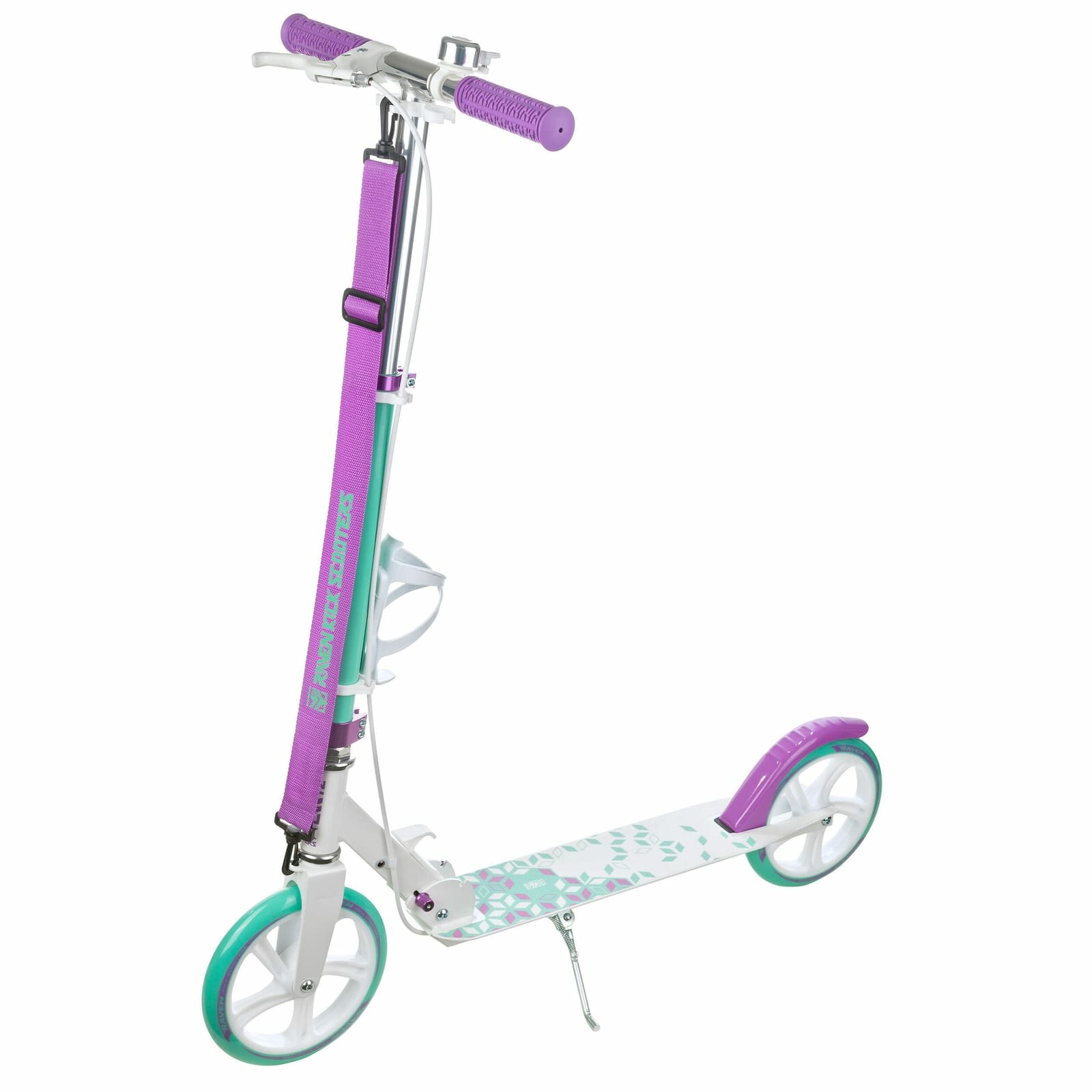 DECATHLON самокат Raven Marita, 200 мм, белый/зеленый/фиолетовый, грузоподъемность 100 кг