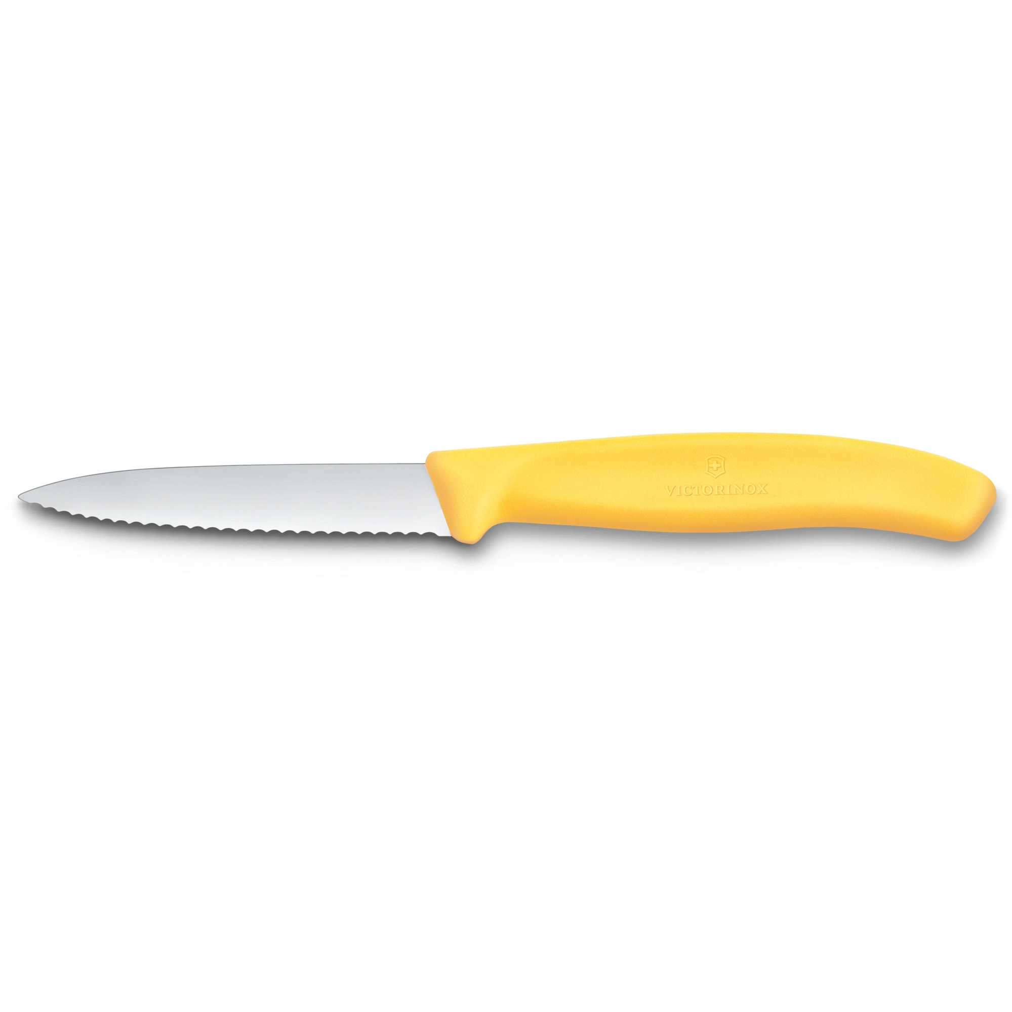 Нож кухонный Victorinox Swiss Classic (6.7638. C1) стальной универсальный для чистки овощей и фруктов лезв.80мм серрейт. заточка желтый