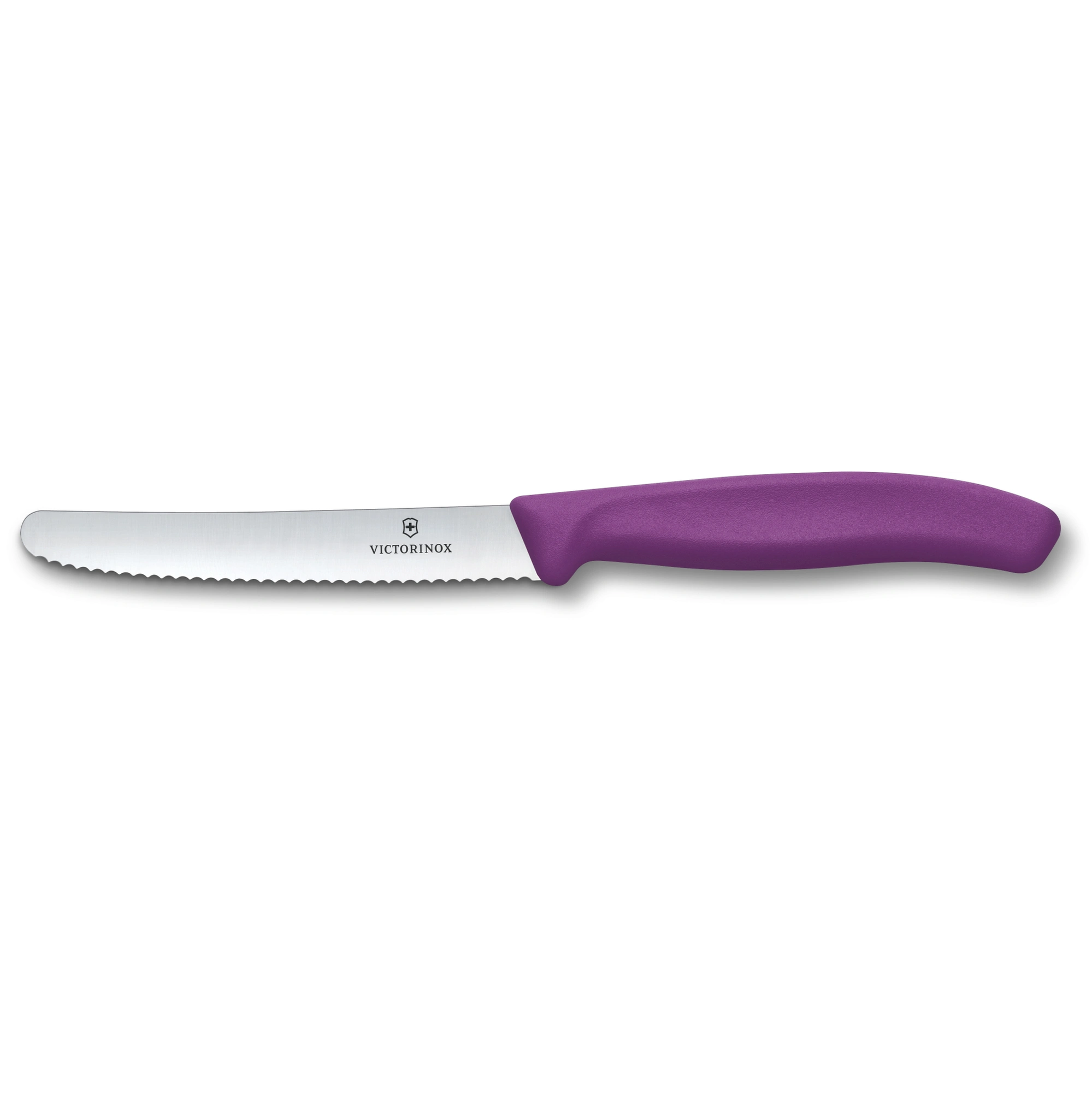 Нож кухонный Victorinox Swiss Classic (6.7835. C1) стальной столовый для томатов лезв.110мм серрейт. заточка пурпурный