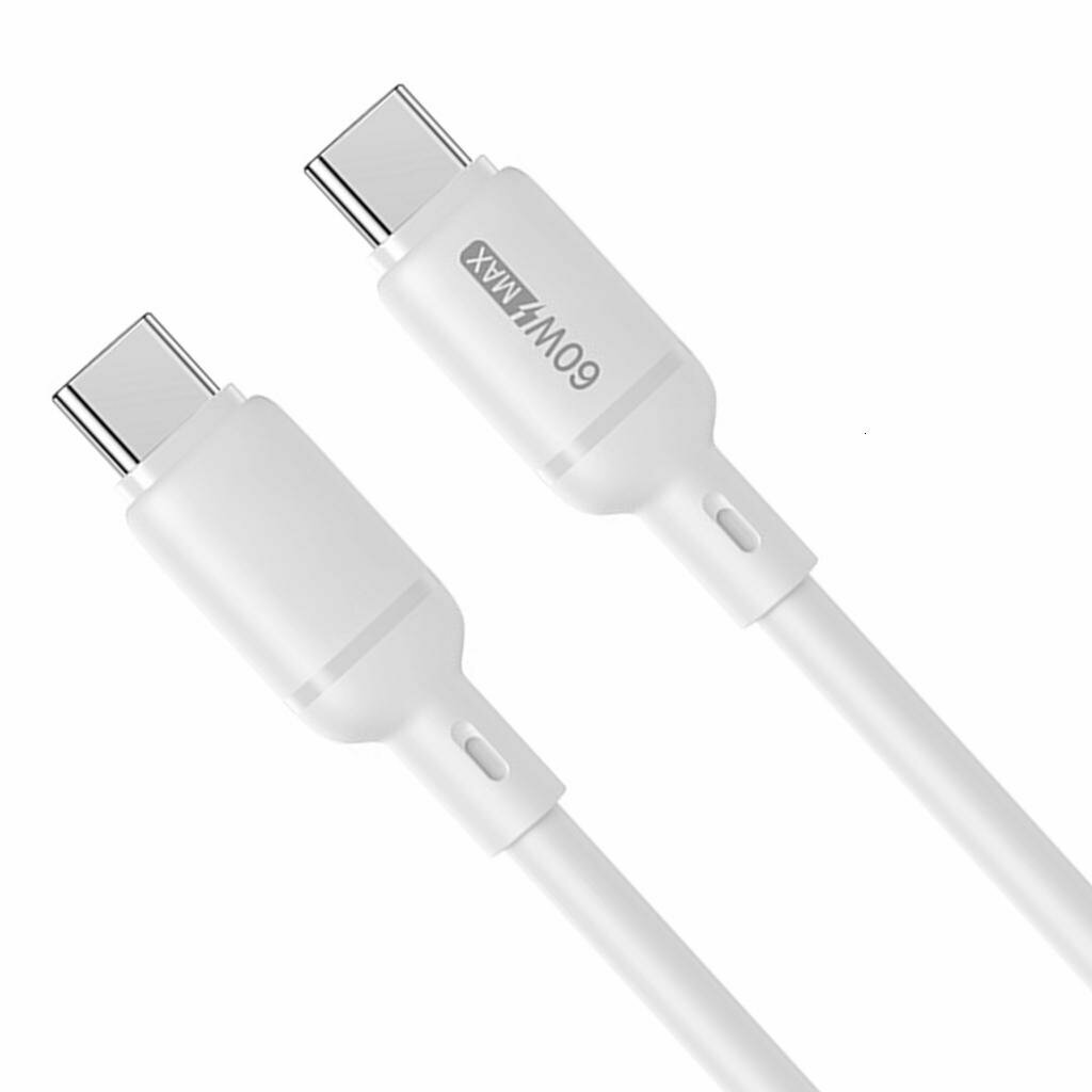 Кабель USB–USB-C 60W 480Mbps силиконовый, Белый