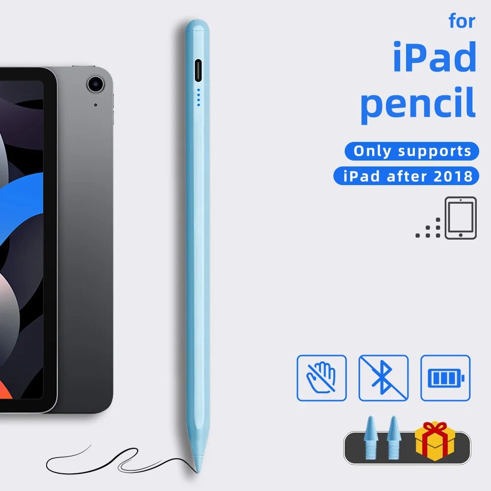 Стилус для iPad, Palm Rejection, с индикатором заряда 2259-Blue