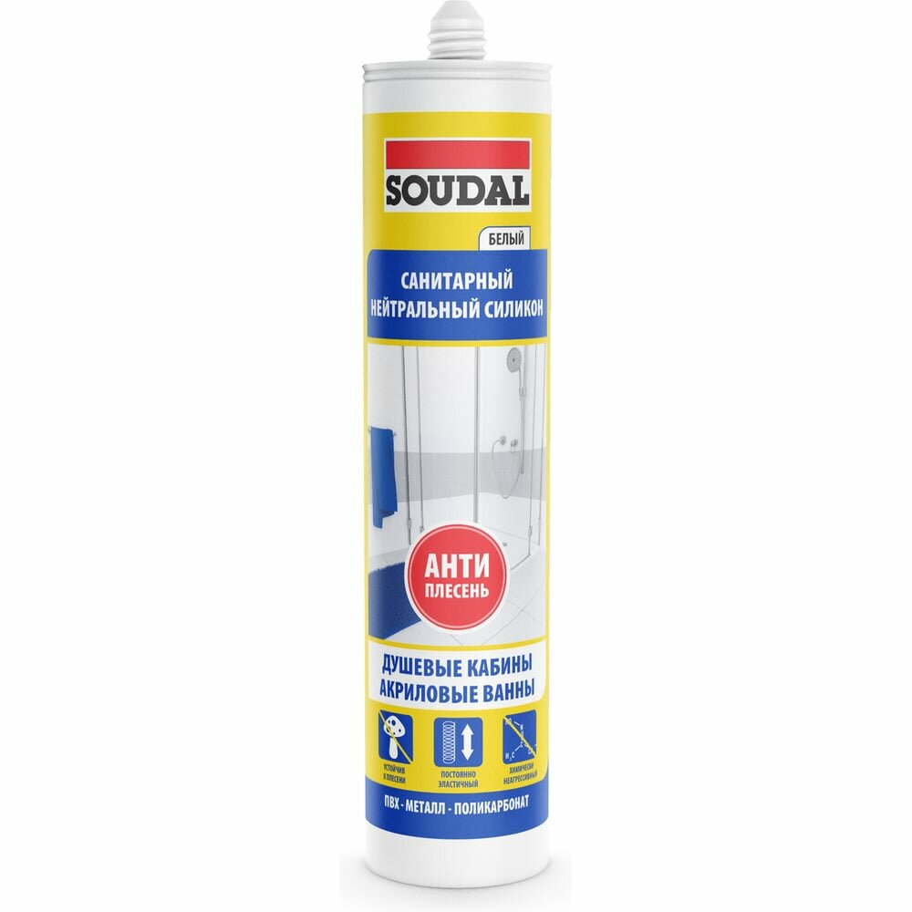 Нейтральный санитарный силиконовый герметик Soudal 118312