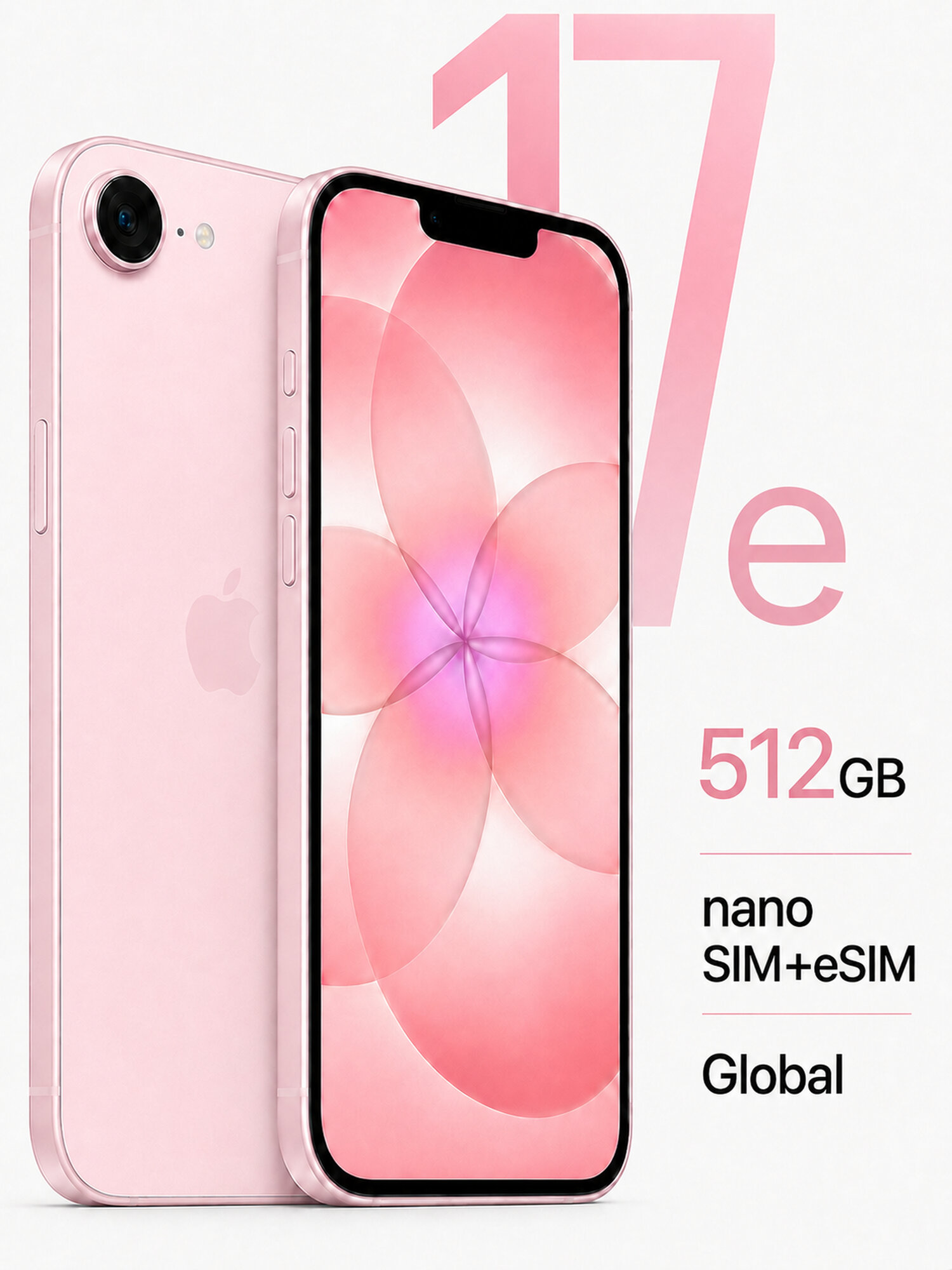 Смартфон Apple iPhone 17e, 8/512Gb, Nano SIM+eSIM, Soft Pink (Розовый), без Rustore