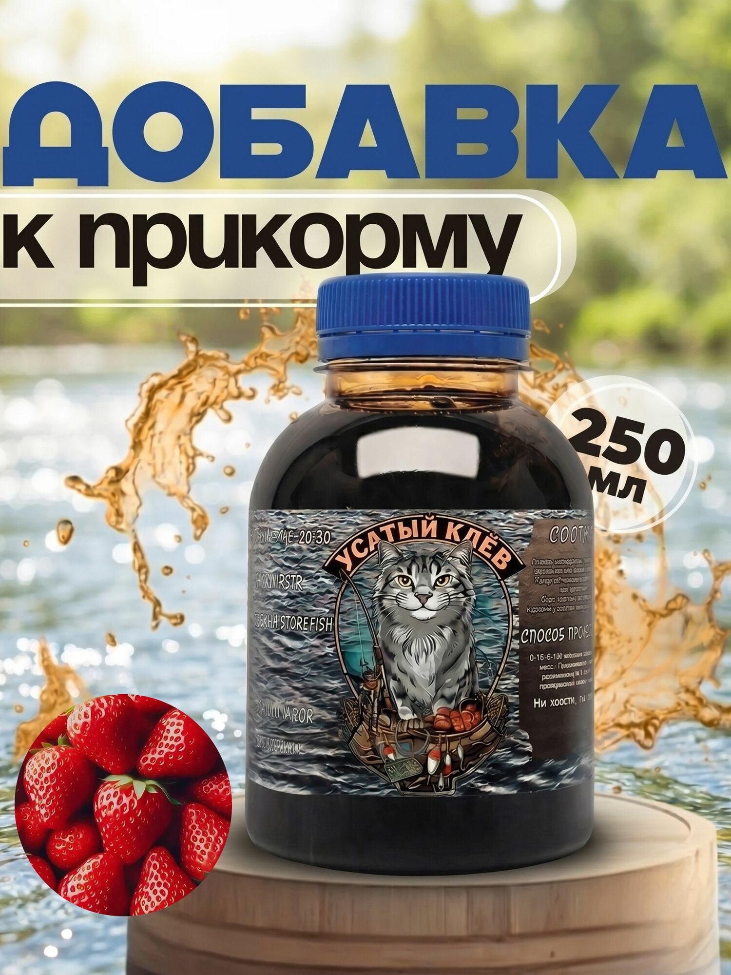 Клубничный Ароматизатор для рыбалки Меласса 250 мл Рыболовный аттрактант для насадок и прикормок Усатый Клёв, Арома