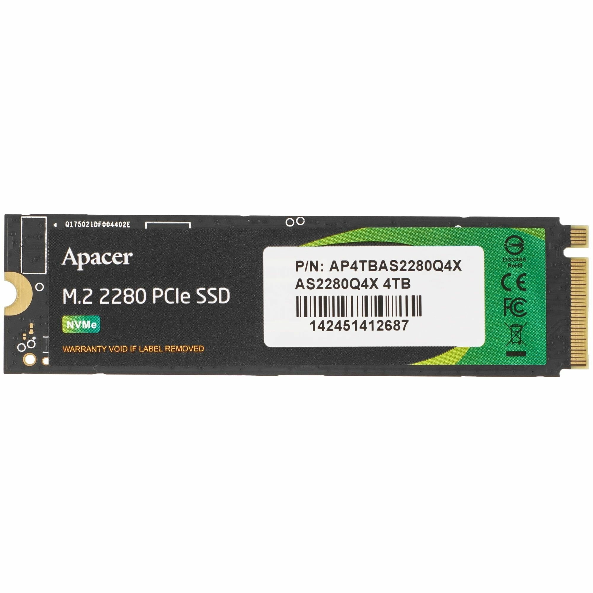 4 ТБ M.2 NVMe накопитель Apacer AS2280Q4X (AP4TBAS2280Q4X-1) - PCI-E 4.0, чтение - 5000 МБ/с, запись - 4400 МБ/c, TBW - 1200