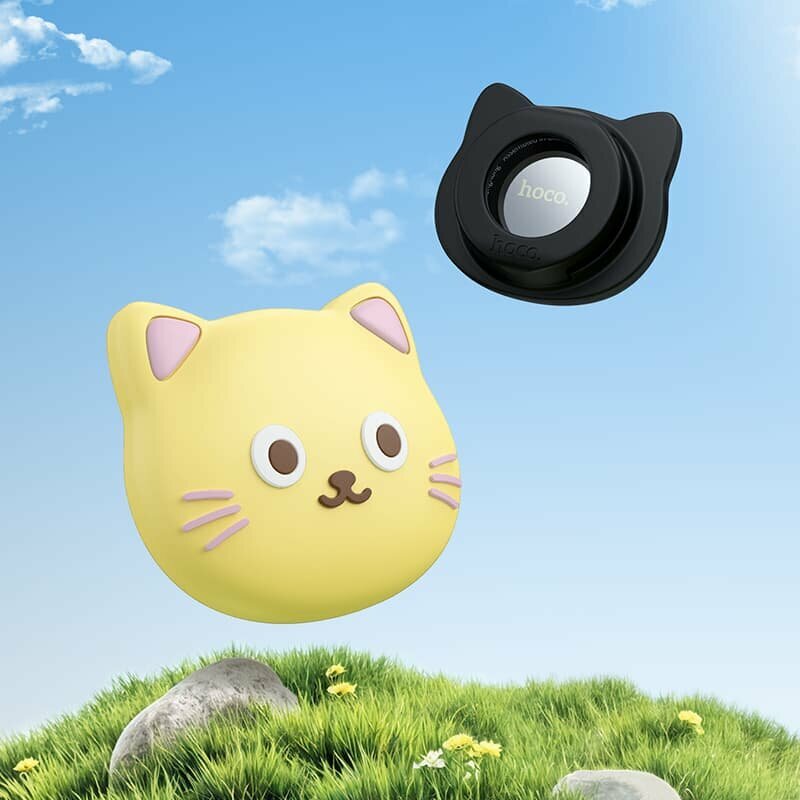 Беспроводная метка Hoco AirTag E91D, для iPhone, с чехлом в виде котика, черная