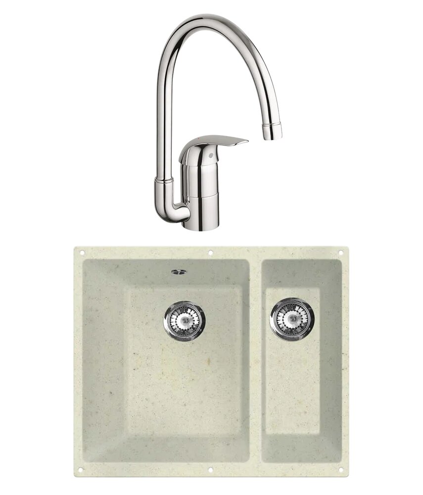 Комплект Мойка Lava U2, vanilla / Смеситель Grohe Euroeco
