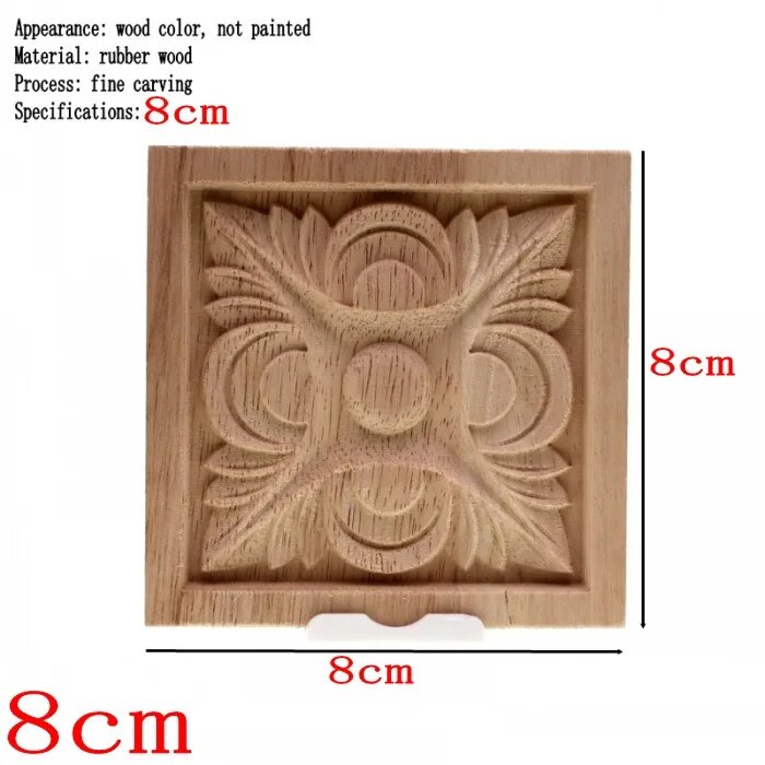 RUNBAZEF деревянная резная угловая аппликация 1PCS, 8cm
