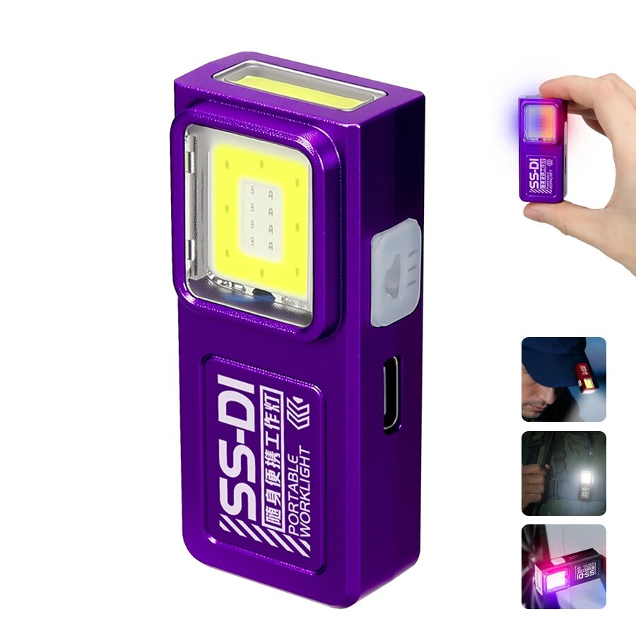 Портативный фонарик COB Mini Torch Purple USB