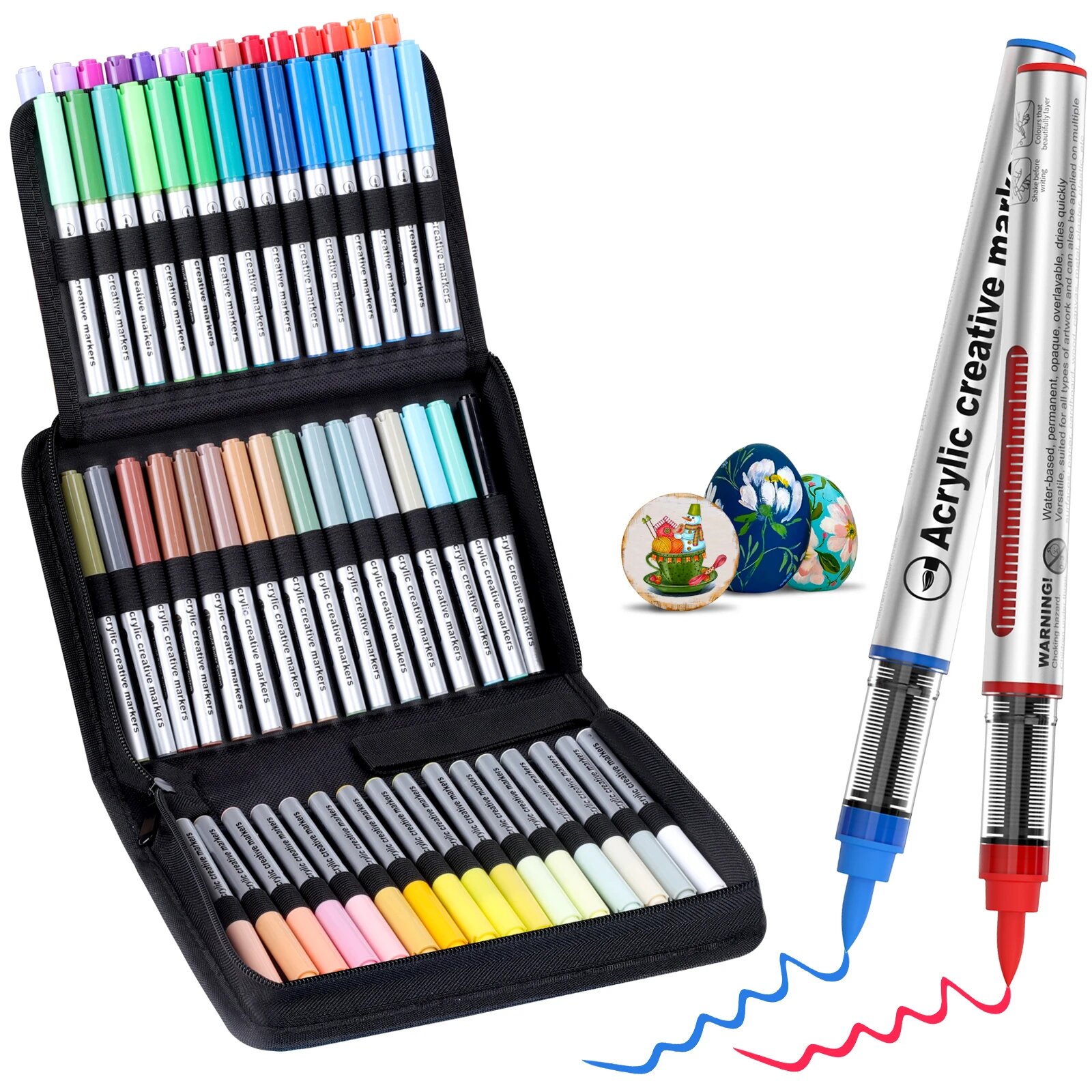 Borrence Акриловые Маркеры 120 Цветов Синий, 60 Colors bag