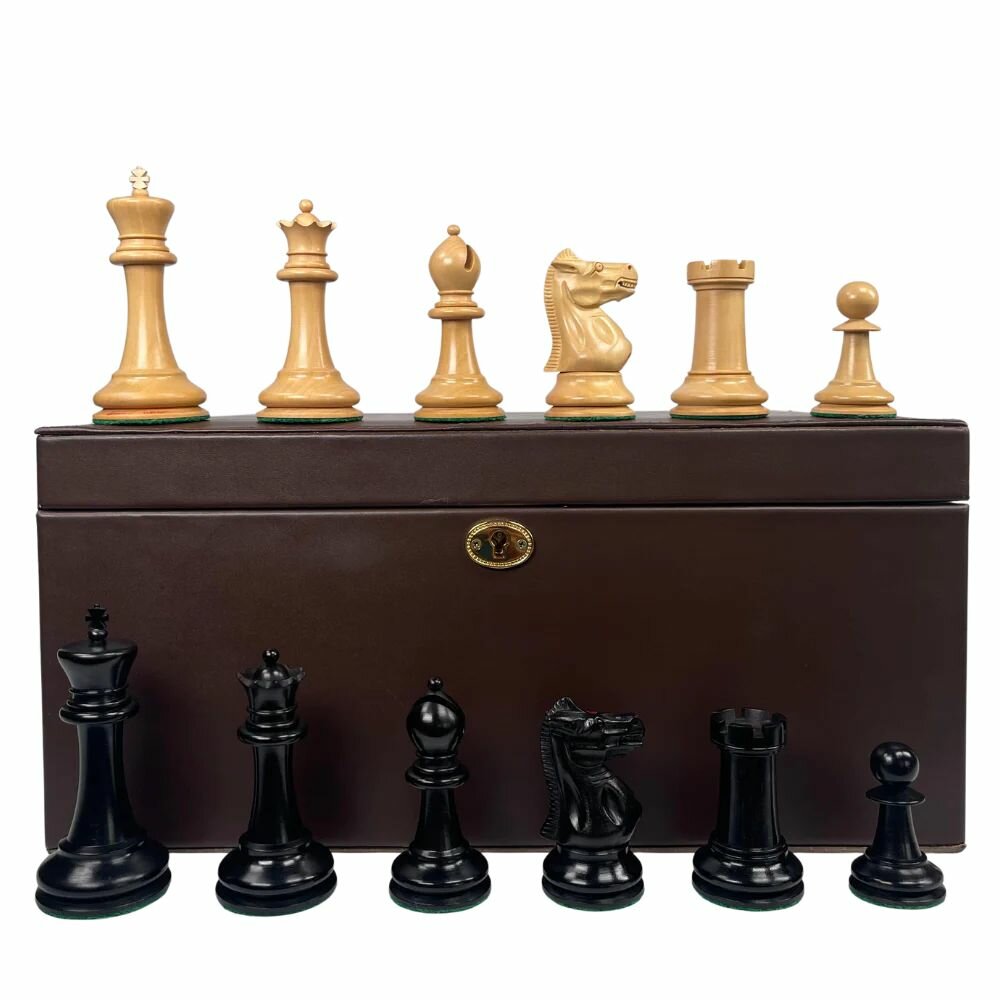 Jaques London Шахматные фигуры Chess Pieces in Leather Casket 1869 Edition