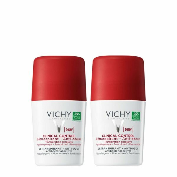 Vichy Clinical Control Дезодорант-антиперспирант от пота, 96 часов защиты, с цинком и перлитом, набор 2х50 мл