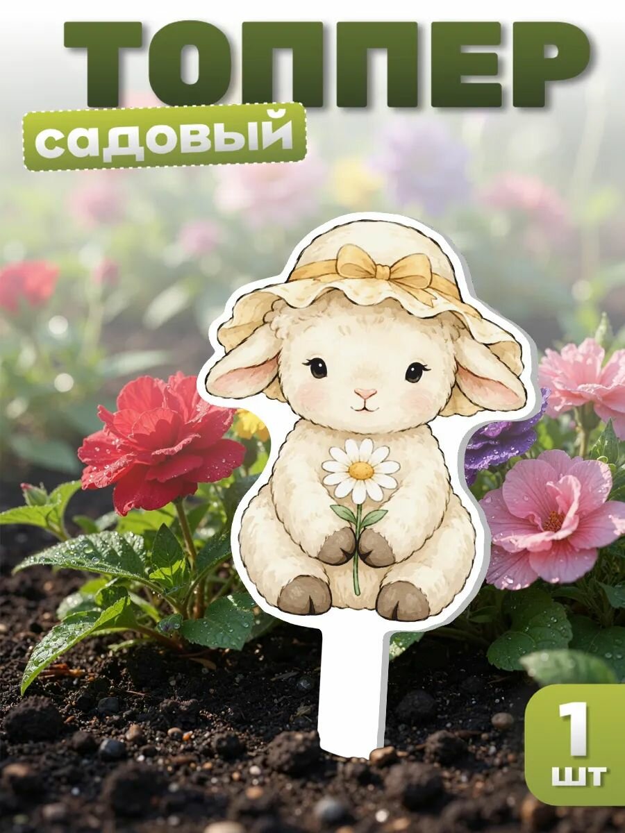 Садовые фигурки для дачи Овечка в шляпке