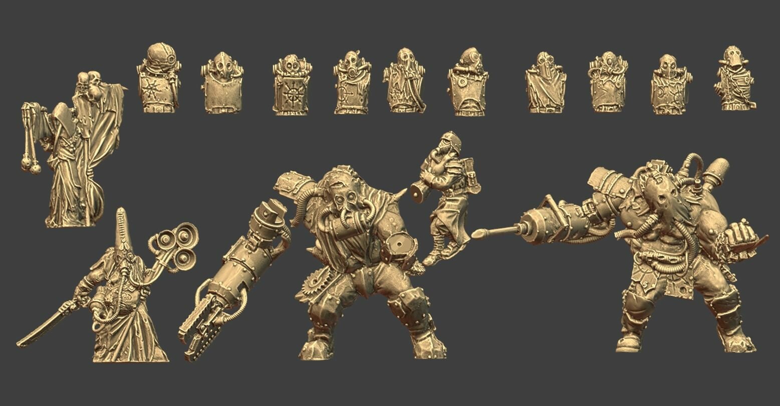 Retro GrimDark Ruined Rough and Hungry. Ренегаты Вракса. С подставками. Warhammer 40.000