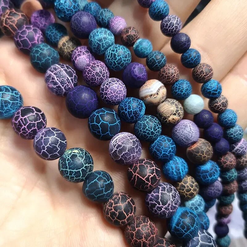 Синие бусины из натуральных камней LUOMAN XIARI Фиолетовый, 10mm about 35-37pcs, Matte Mix Agate