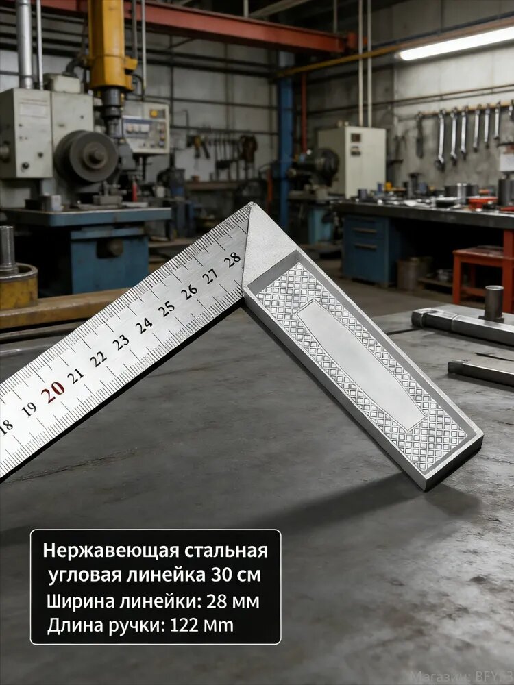 Линейка, угольник строительный 300мм х 20мм, Металл