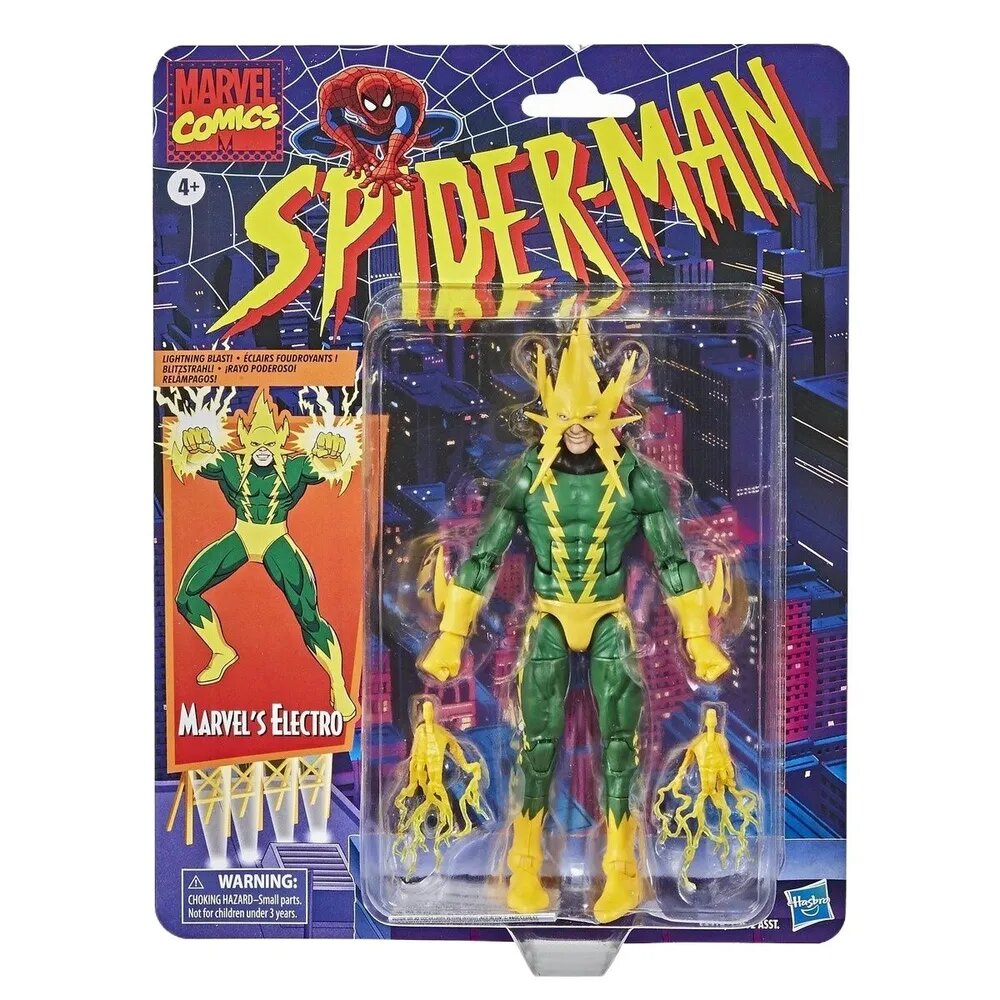 Фигурки Hasbro Marvel Legends Spiderman Animation Series Action Figures Marvel's Electro-16cm; Марвел фигурки
