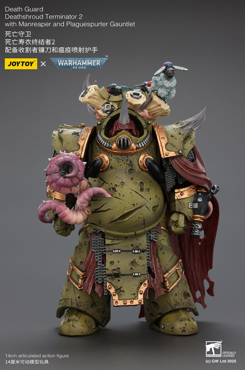 Фигурка JOYTOY Warhammer 40000 Death Guard Deathshroud Terminator 2 with Manreaper and Plaguespurter Gauntlet