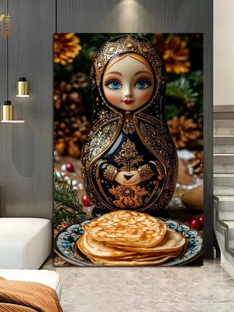 Картина "Матрёшка с блинами 50 х 80" 50x80 см