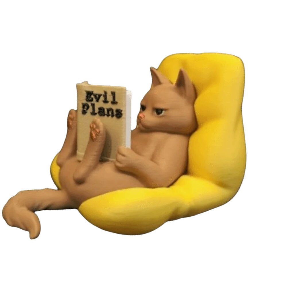 Фигурка кота, читающего книгу, коричневая, пластик