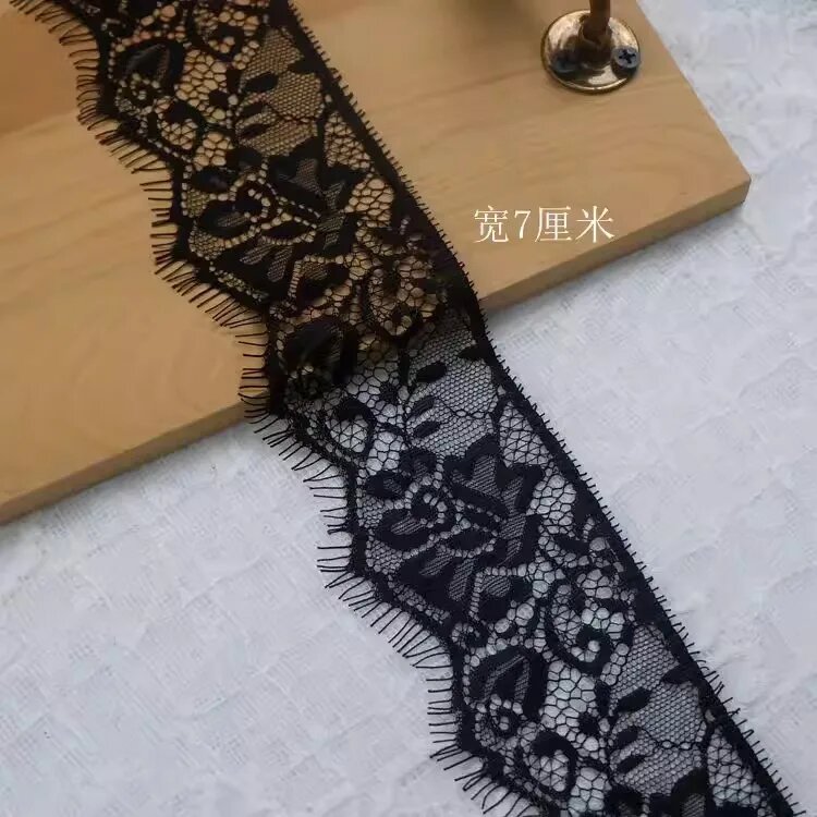 Кружевная тесьма WM 7 см 6 м Черный, black