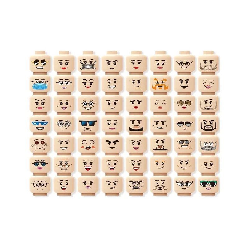 Детали для сборки фигурки MOC: головы, выражения лиц для конструкторов Бежевый, B2-25-1JT007
