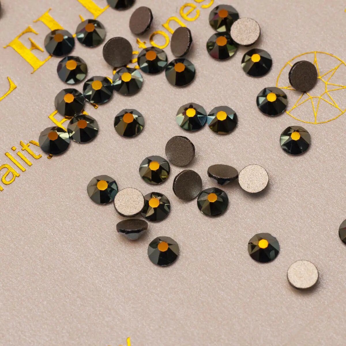Стразы Xirius Crystal Glass Effect Shimmer AB Colors Flat Back Желтый, 5mm SS20 1440pcs, Jet AB