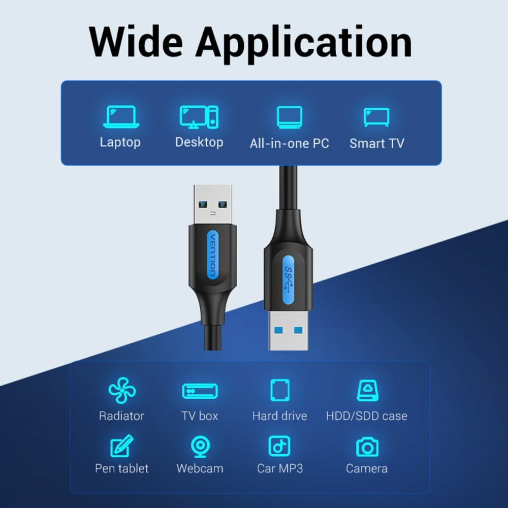 Кабель VENTION USB 3.0 AM/AM - 2м CONBH — фото 1