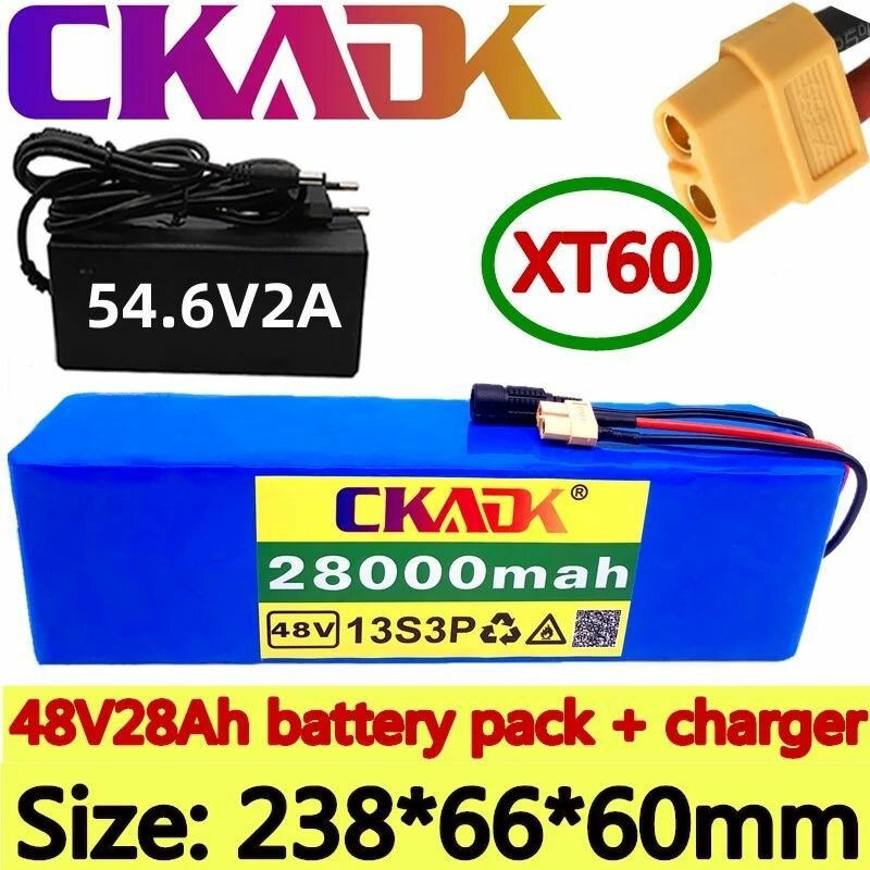 Новый 18650 литий - ионный аккумулятор Ckadk 48v 13s3p 28ah аккумулятор 250W - 1000w для: SK8 - SK9 электрический велосипед скутер ebike BMS с разъемом Xt60