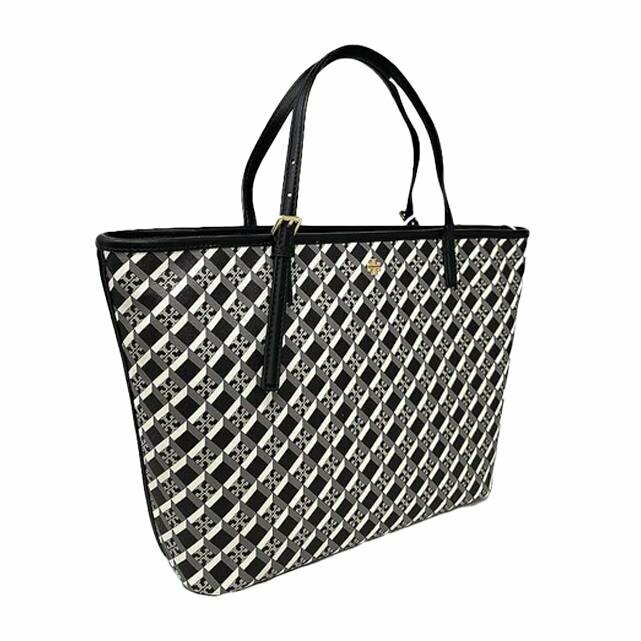 Сумка тоут Tory Burch, фактура гладкая, белый, черный — фото 1