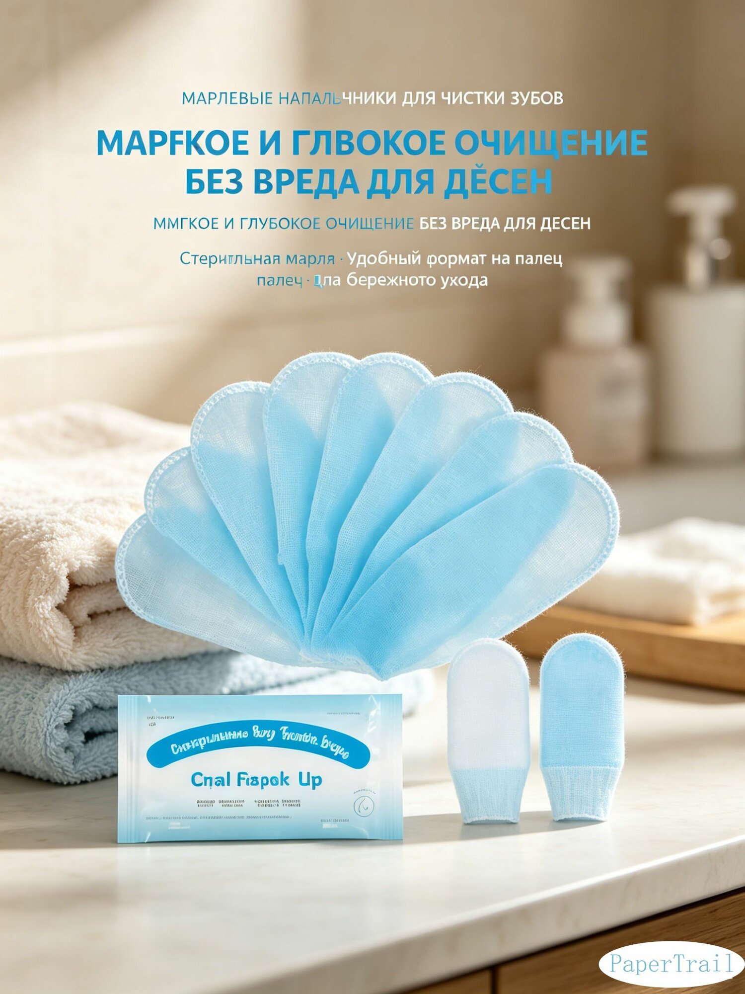 Одноразовые медицинские марлевые напальчники для чистки зубов, 50 штук, стерильные