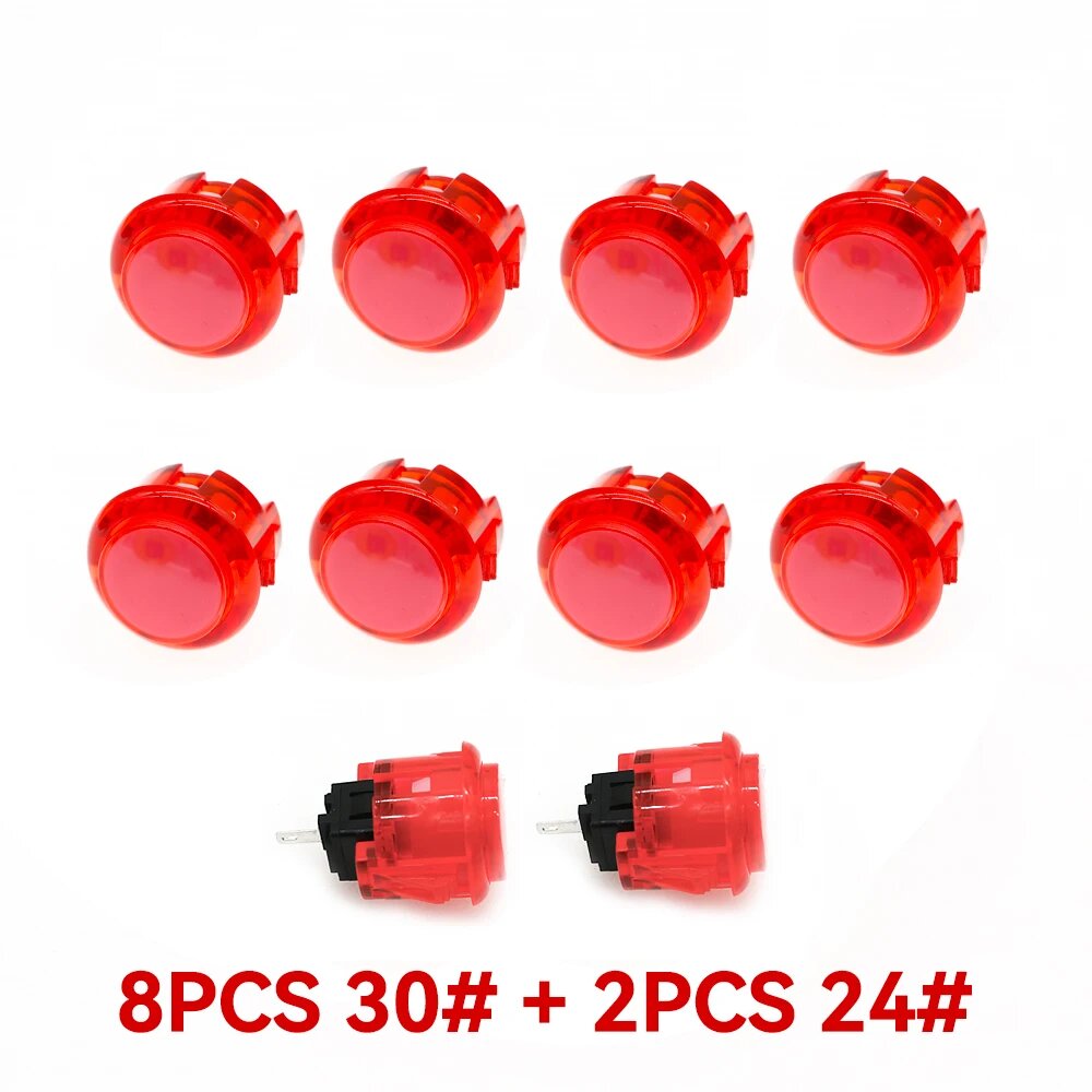 Прозрачные кнопки SANWA style для игровых консолей 10 штук