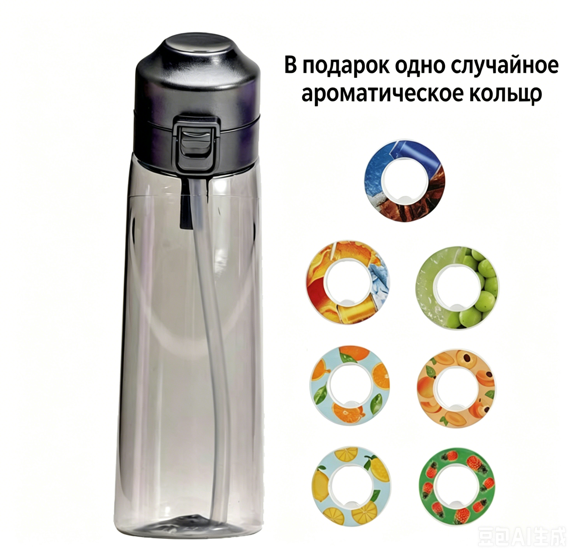Спортивная бутылка Tritan с ароматическими фруктовыми кольцами, без сахара и калорий, 650 мл для взрослых