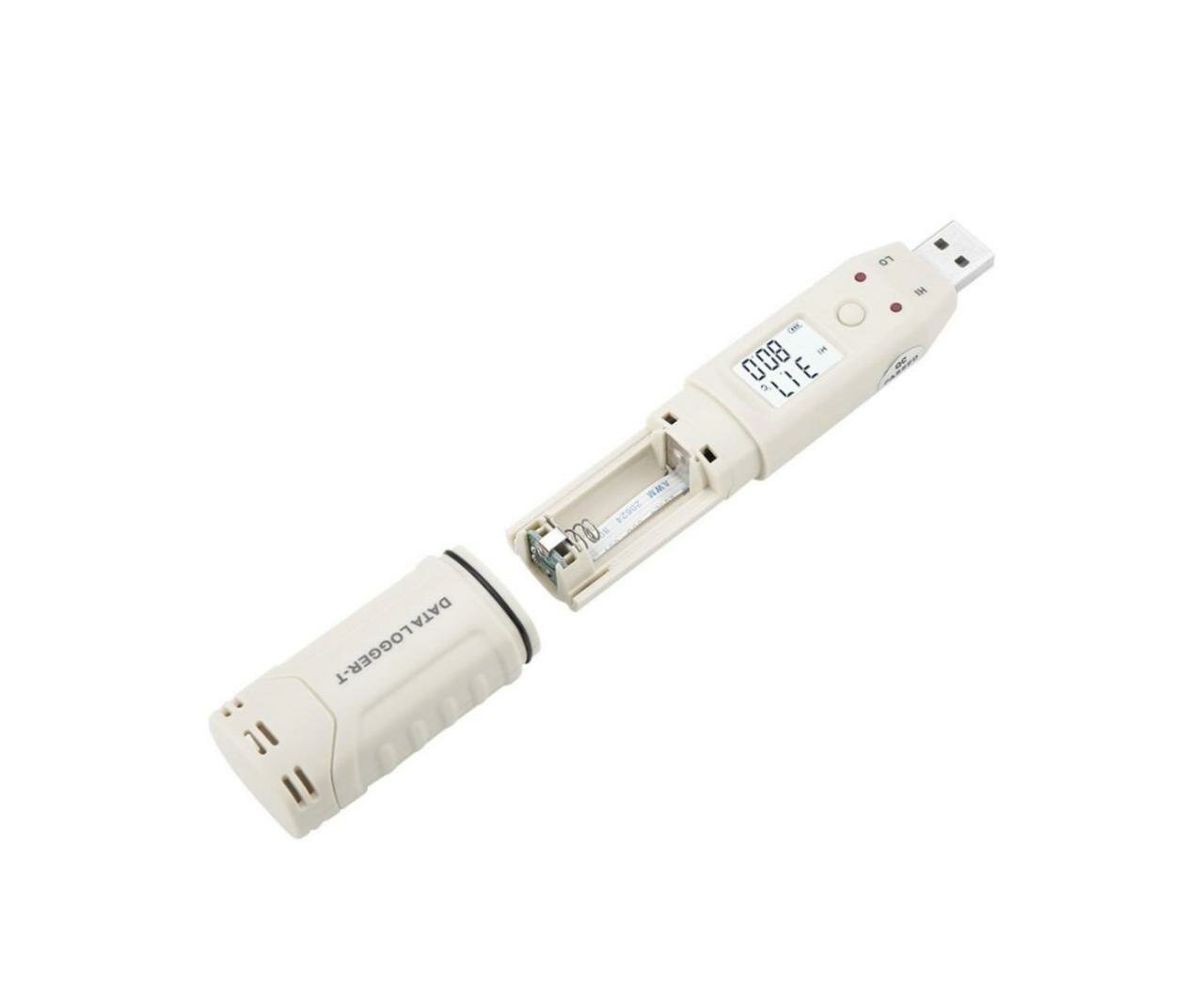 Регистратор температуры воздуха Hti GM-13.66 (белый) с USB и экраном для мониторинга, хранения, перевозки продуктов и медикаментов, запись 61440 значе