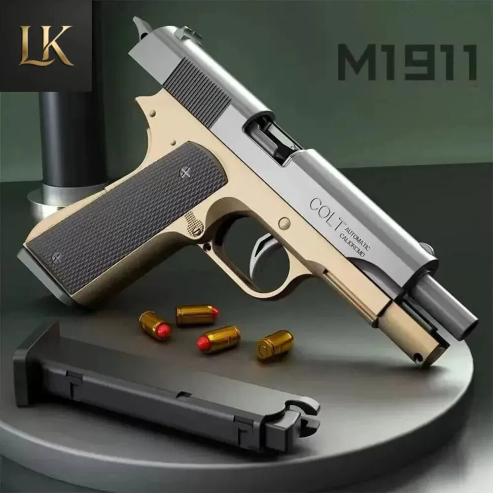 Пистолет игрушка M1911, выброс гильзы, мягкие пули