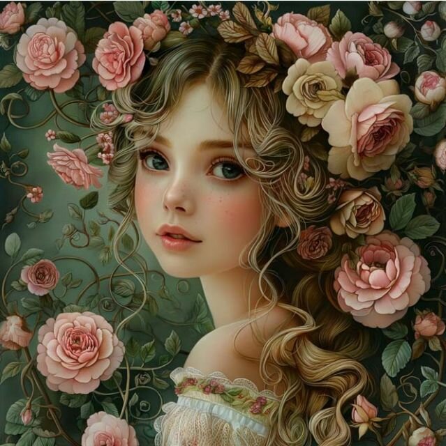 Схема для вышивки крестом HAED Flower Girl/Девочка в цветах
