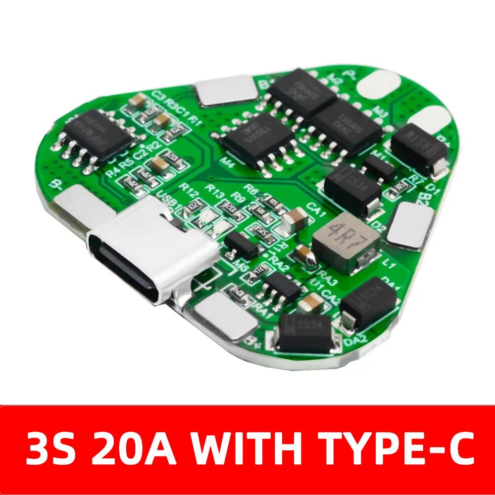 Башундяньзи плата защиты аккумулятора 18650 1pc, 3S 20A with type-c