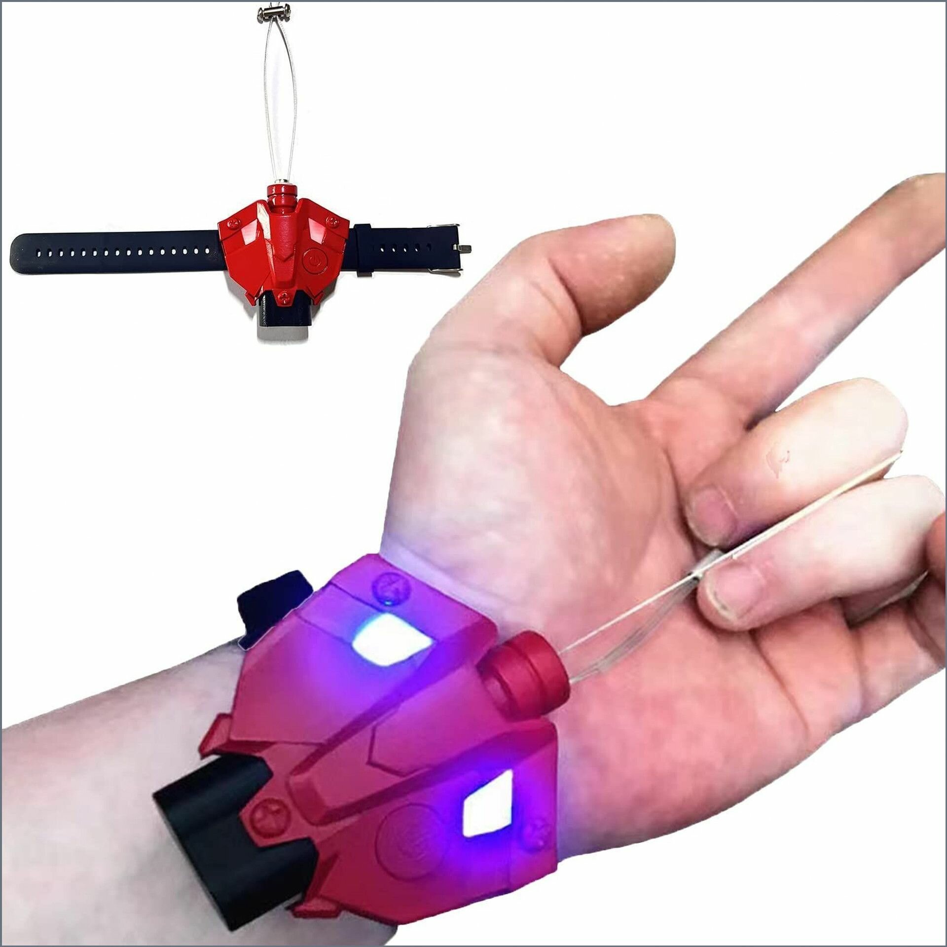 Наручи Spider Web Shooters-Пусковая установка супергероя для косплея своими руками, наручный передатчик-Может захватывать мелкие предметы (красный)