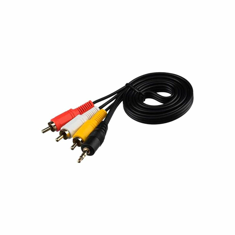 Кабель GoPower AUX Jack 3.5mm (m)-3xRCA (m) 1.0м ПВХ черный Premium Zip-Lock c подвесом 00-00027487